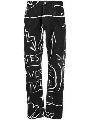 HONEY FUCKING DIJON Doodle-print Trousers
