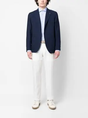 BARBA NAPOLI Button-up Stretch-cotton Shirt - Blue