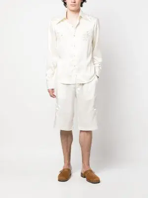 BLUEMARBLE Embroidered Satin Shorts - Neutrals