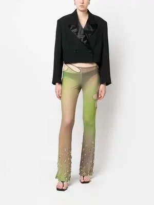 Gcds Sita Crystal-drop Tulle Trousers - Green