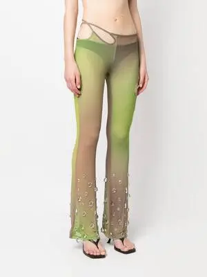 Gcds Sita Crystal-drop Tulle Trousers - Green