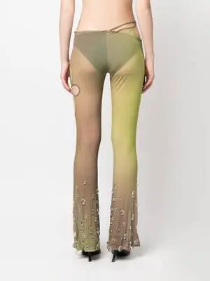 Gcds Sita Crystal-drop Tulle Trousers - Green