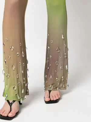 Gcds Sita Crystal-drop Tulle Trousers - Green