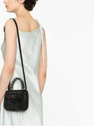 Versace La Medusa Embellished Satin Mini Bag - Black