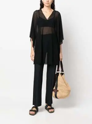 FISICO Sheer V-neck Tunic - Black