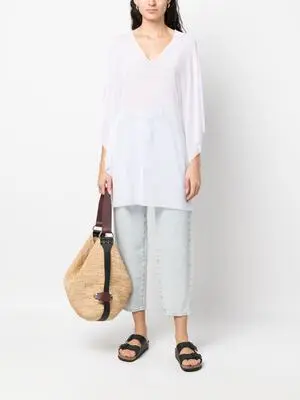 FISICO Semi-sheer V-neck Tunic - White