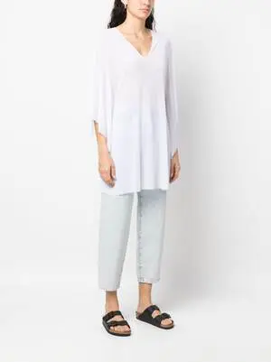 FISICO Semi-sheer V-neck Tunic - White