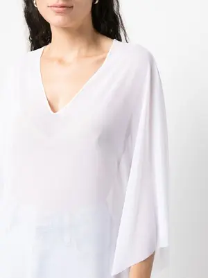 FISICO Semi-sheer V-neck Tunic - White