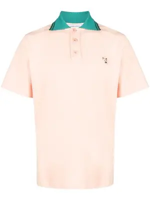 Maison Kitsuné Logo-appliqué Piqué Polo Shirt - Orange