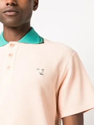 Maison Kitsuné Logo-appliqué Piqué Polo Shirt - Orange