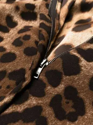 Dolce & Gabbana Leopard-print Long-sleeve Dress - Brown