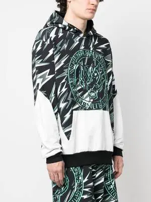 PLEIN SPORT Lightning-print Color-block Hoodie