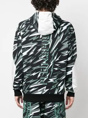 PLEIN SPORT Lightning-print Color-block Hoodie