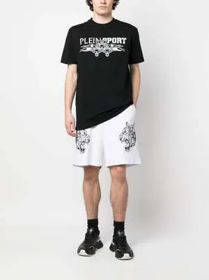 PLEIN SPORT Logo Tiger-print T-shirt - Black