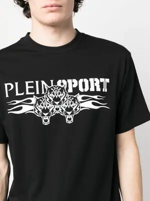 PLEIN SPORT Logo Tiger-print T-shirt - Black