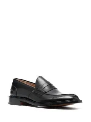 TRICKER'S Almond Toe Leather Loafers - Black