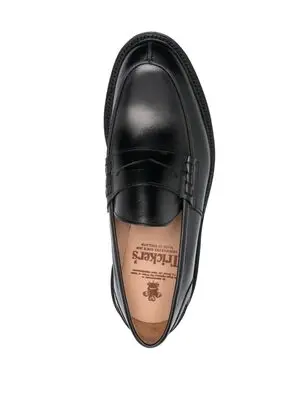 TRICKER'S Almond Toe Leather Loafers - Black