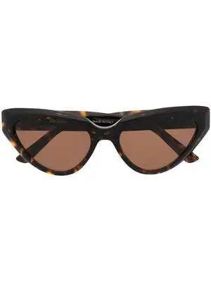 Balenciaga Logo-plaque Cat-eye Sunglasses - Brown