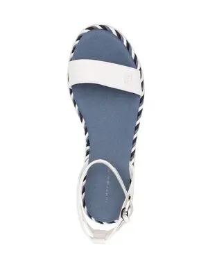 Tommy Hilfiger Embroidered Logo Platform Sandals - White