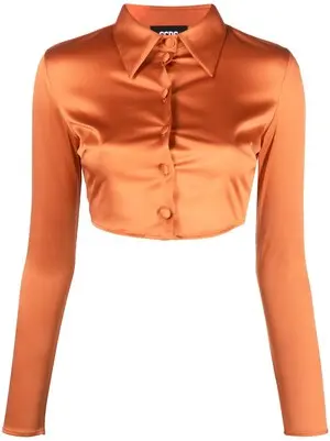 Gcds Cropped Satin Shirt