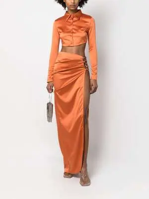 Gcds Cropped Satin Shirt