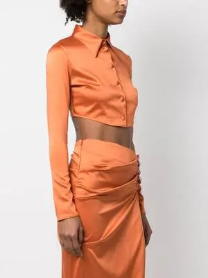 Gcds Cropped Satin Shirt
