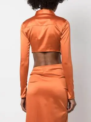 Gcds Cropped Satin Shirt
