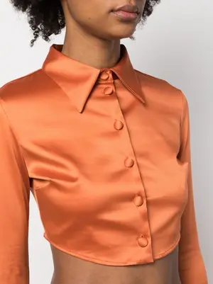 Gcds Cropped Satin Shirt