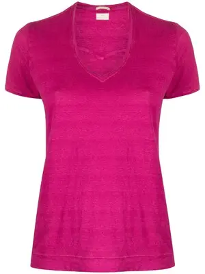 Massimo Alba Flores Short-sleeve Linen T-shirt