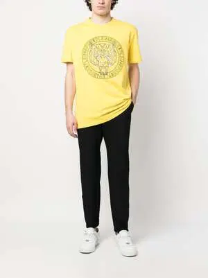 PLEIN SPORT Logo Tiger-print T-shirt - Yellow