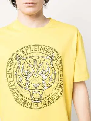 PLEIN SPORT Logo Tiger-print T-shirt - Yellow
