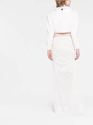 ANDREĀDAMO Draped Maxi Skirt - White
