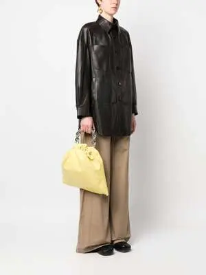 JIL SANDER Metallic Top-handle Leather Tote Bag