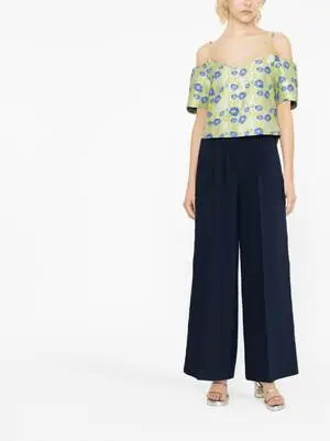 GANNI Floral Jacquard Off-shoulder Blouse