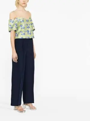 GANNI Floral Jacquard Off-shoulder Blouse