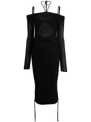 ANDREĀDAMO Cold-shoulder Knitted Midi Dress