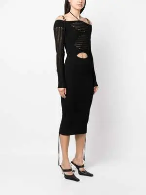 ANDREĀDAMO Cold-shoulder Knitted Midi Dress