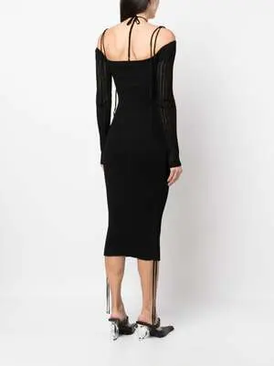 ANDREĀDAMO Cold-shoulder Knitted Midi Dress