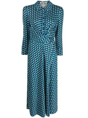 Diane Von Furstenberg Geometric-pattern Midi Dress - Blue