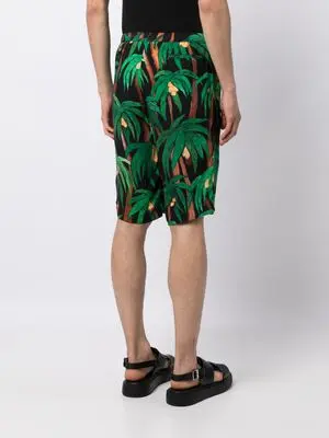 ENDLESS JOY Palm Tree Print Bermuda Shorts