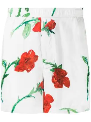 ENDLESS JOY Rose-print Shorts - White