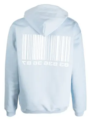 VTMNTS Big Barcode Cotton-blend Hoodie - Blue