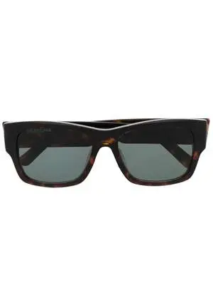 Balenciaga Enamelled Logo Square-frame Sunglasses - Brown