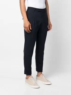 PT TORINO Virgin Wool-blend Cropped Trousers - Blue