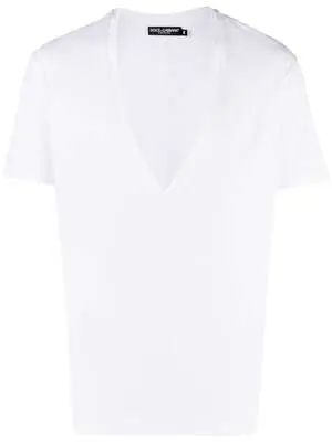 Dolce & Gabbana Plunging V-neck Cotton T-shirt