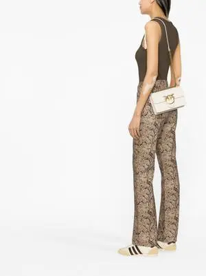 Pinko Small Leather Shoulder Bag With Gold-tone Logo Plaque