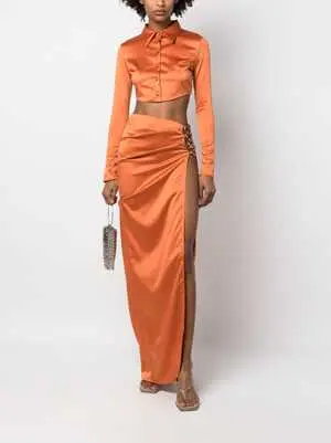 Gcds Slit-detail Satin Maxi Skirt