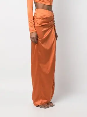 Gcds Slit-detail Satin Maxi Skirt