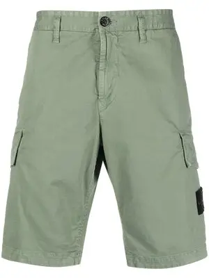 Stone Island Compass Motif Cargo Shorts - Green