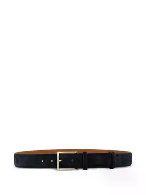 Santoni Rectangular Buckle Leather Belt - Blue